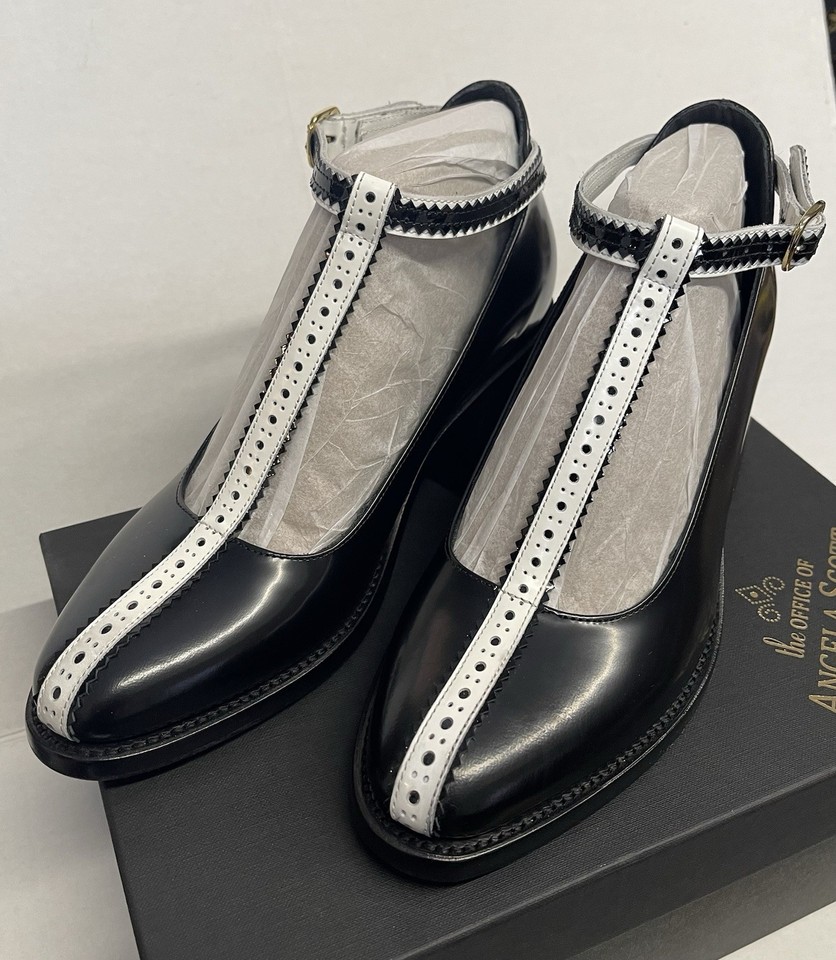 The Office of Angela Scott Miss Beverly Black w/White T Strap Mary Jane ...