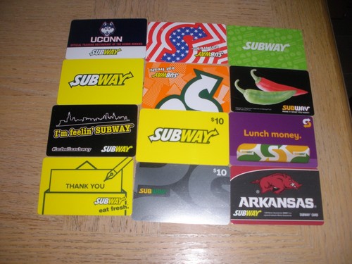 Subway 12 different new and used collectible gift cards | eBay