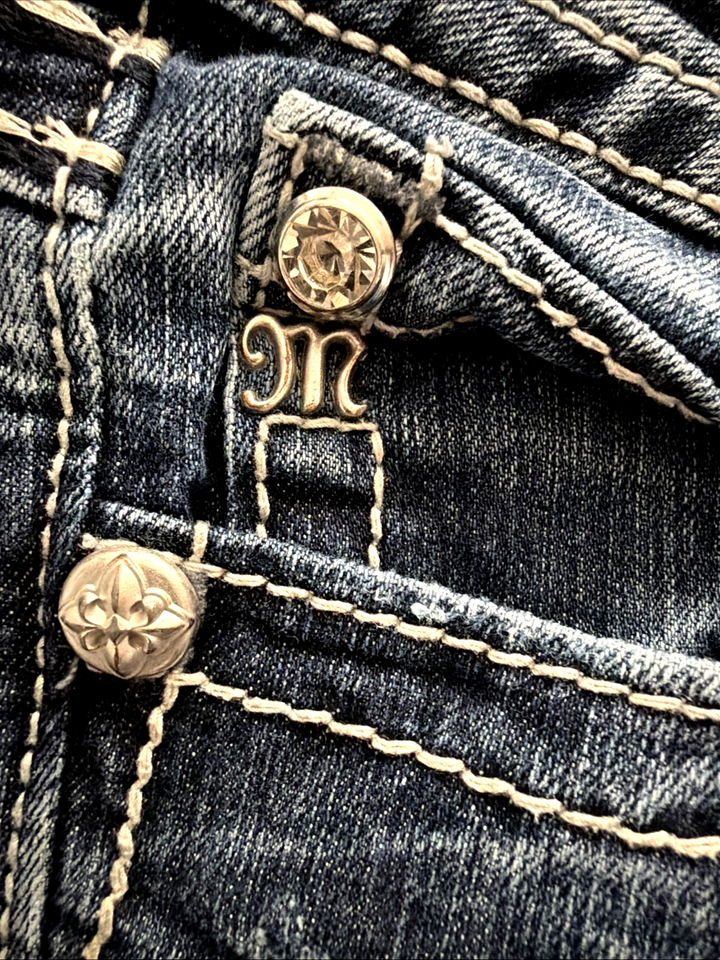 Destroyed Miss Me Wings Crystal Rhinestone Pocket Wide Leg Boot Jeans ...