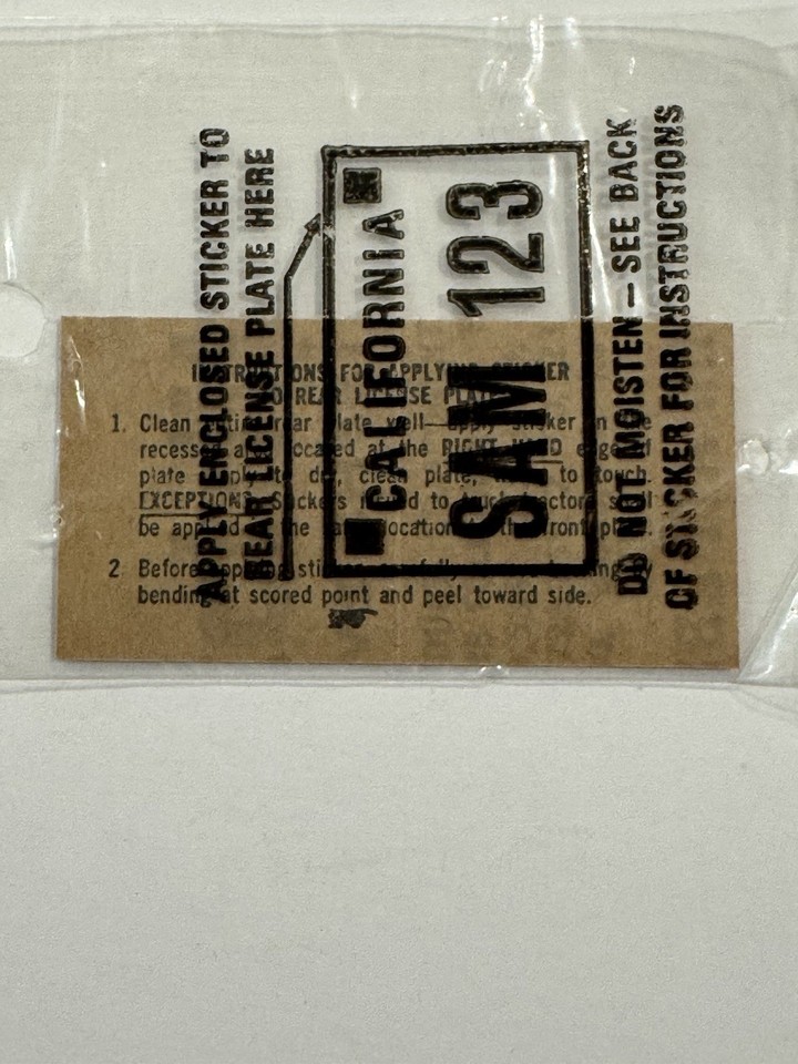 NOS 1968 California License Plate Year validation Sticker YOM | eBay