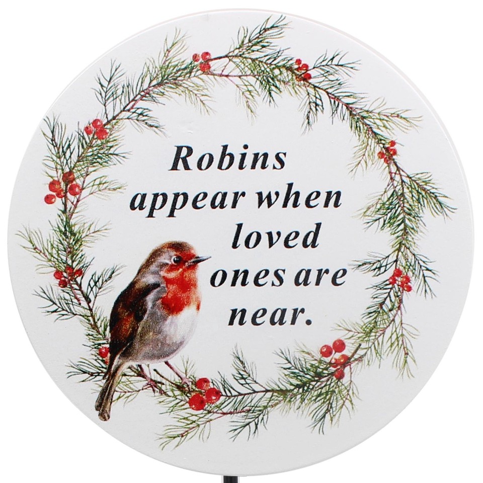 Graveside Memorial Plaque on a Stick with Robin and Wording - Robins ...