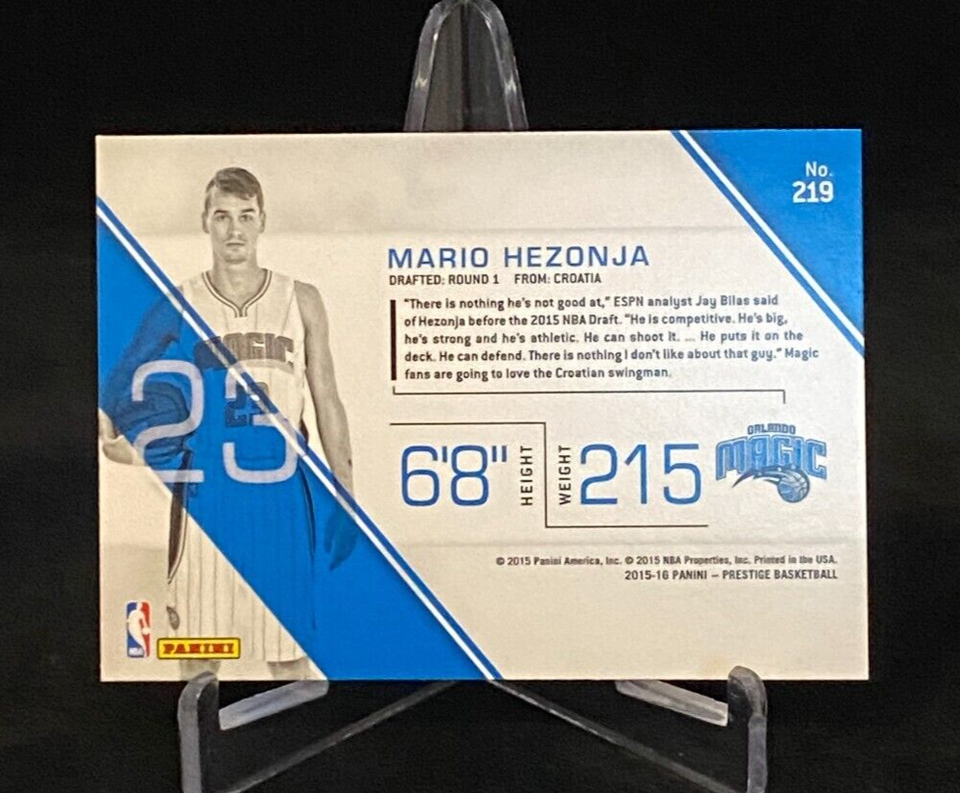 2015-16 Panini Prestige Rookie Card #219 Mario Hezonja Orlando Magic | eBay