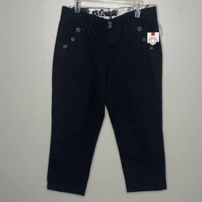 Dictionary Womens Black Crop Button Detail Pants Size 12/31 NWT | eBay