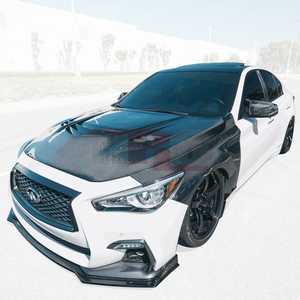 For 2014-2024 Infiniti Q50 4door G2 style vented Carbon Fiber Hood | eBay
