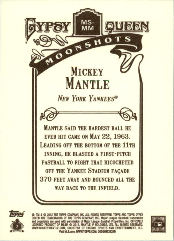 2012 Topps Gypsy Queen Moonshots #MM Mickey Mantle - NM-MT | eBay