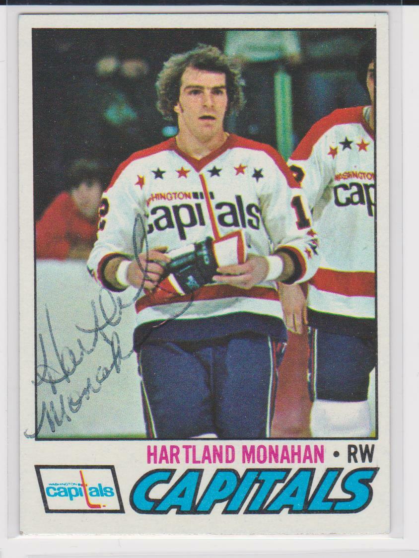HARTLAND MONAHAN WASHINGTON CAPITALS 1977-78 TOPPS #96 AUTOGRAPHED CARD ...