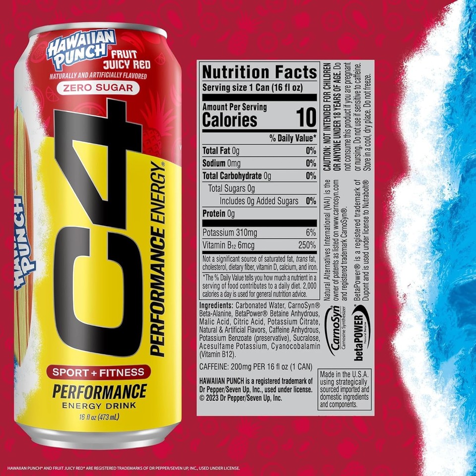 Cellucor C4 Energy Carbonated Zero Sugar Energy Drink, 8 flavor variety ...