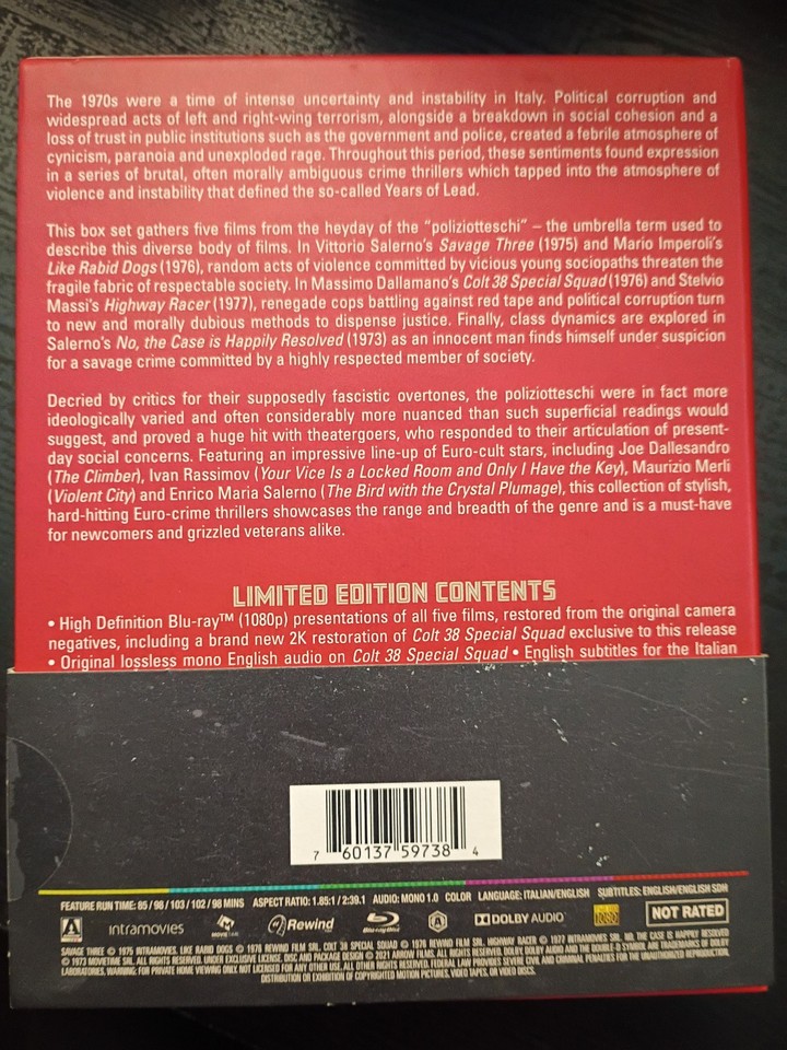 Years of Lead: Five Classic Italian Crime Thrillers 1973-1977 Blu-ray ...