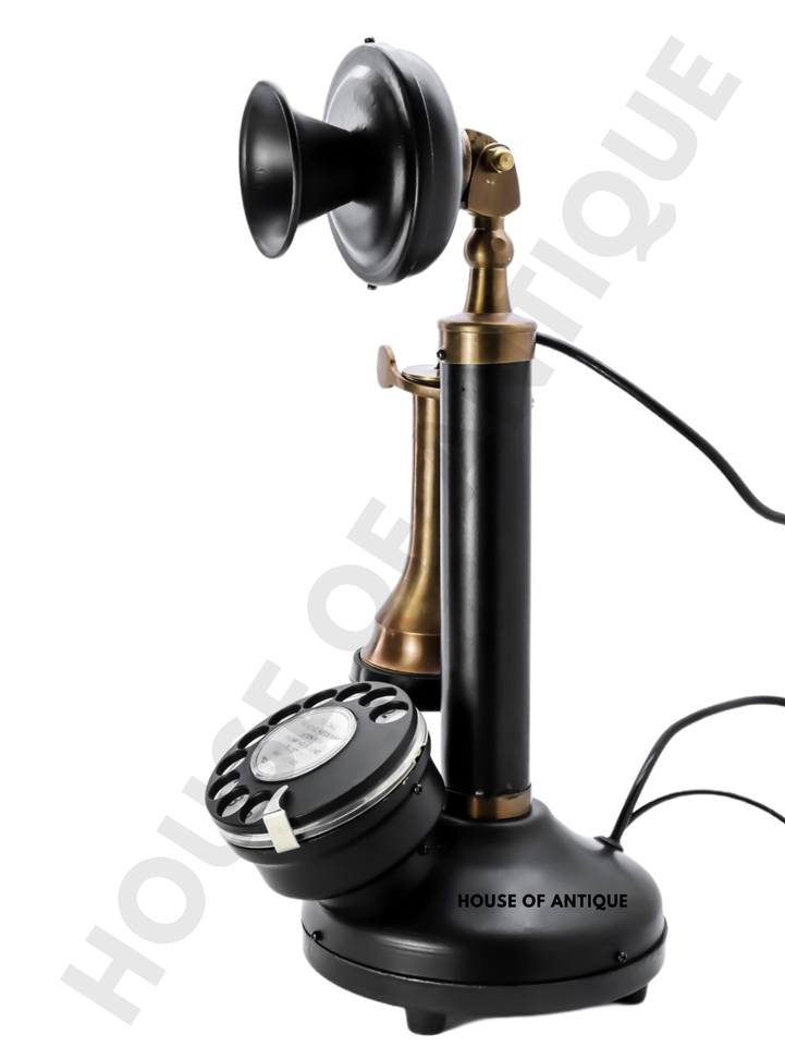 Vintage Candlestick Telephone Brass & Iron Black Decorative Antique ...