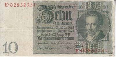 Currency Germany 1924 Reich Banknote 0010 Reichsmark Funfzig Water MK ...