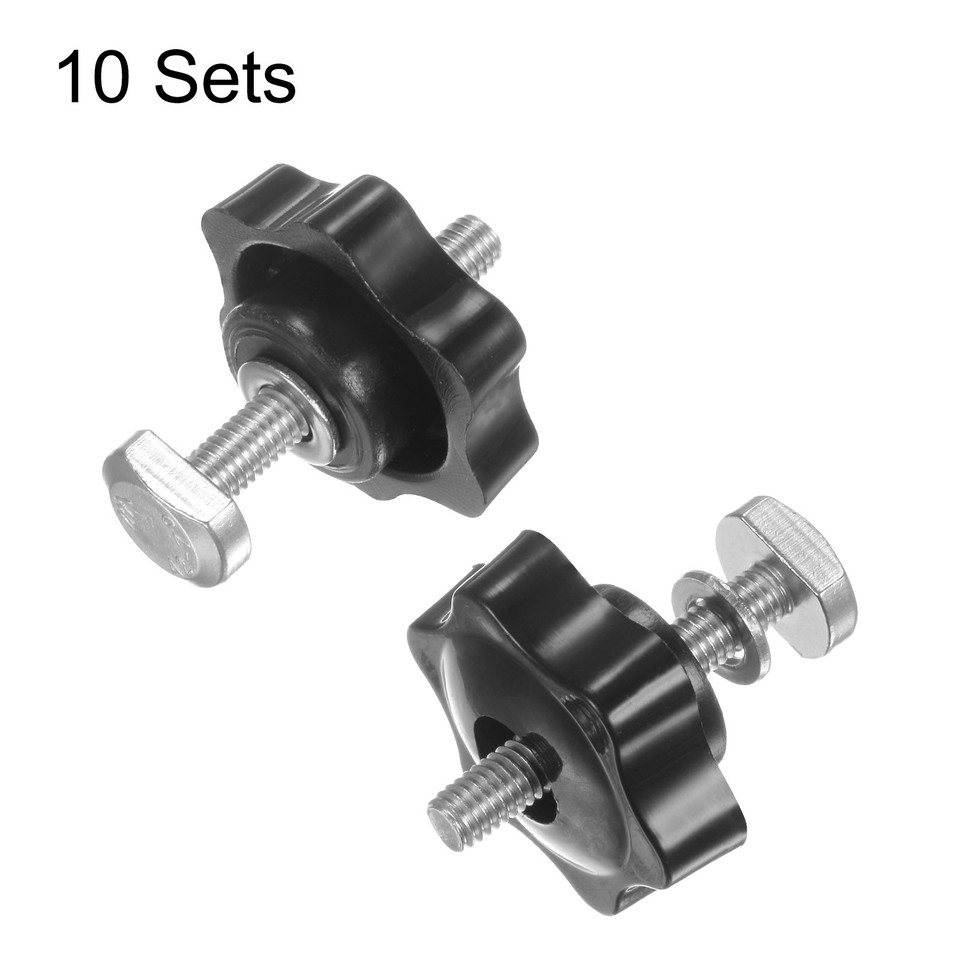 10 Set M6 x 40mm T Track Bolts Knob Kit 38mm Hex Hand Nut with Washer ...