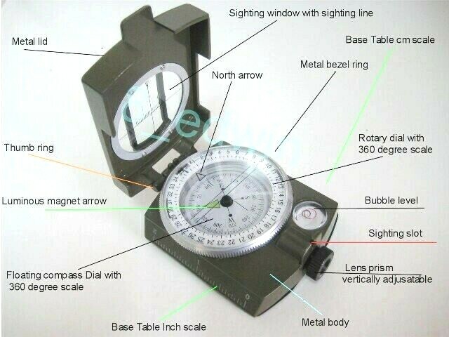 Quality Metal Marching Compass with Reading Eyepiece - Military Model ...