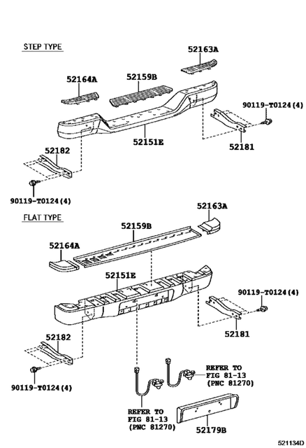52105-0k021 Toyota Genuine Part Rear Chrome Bumper Kun HILUX 521050K021 ...