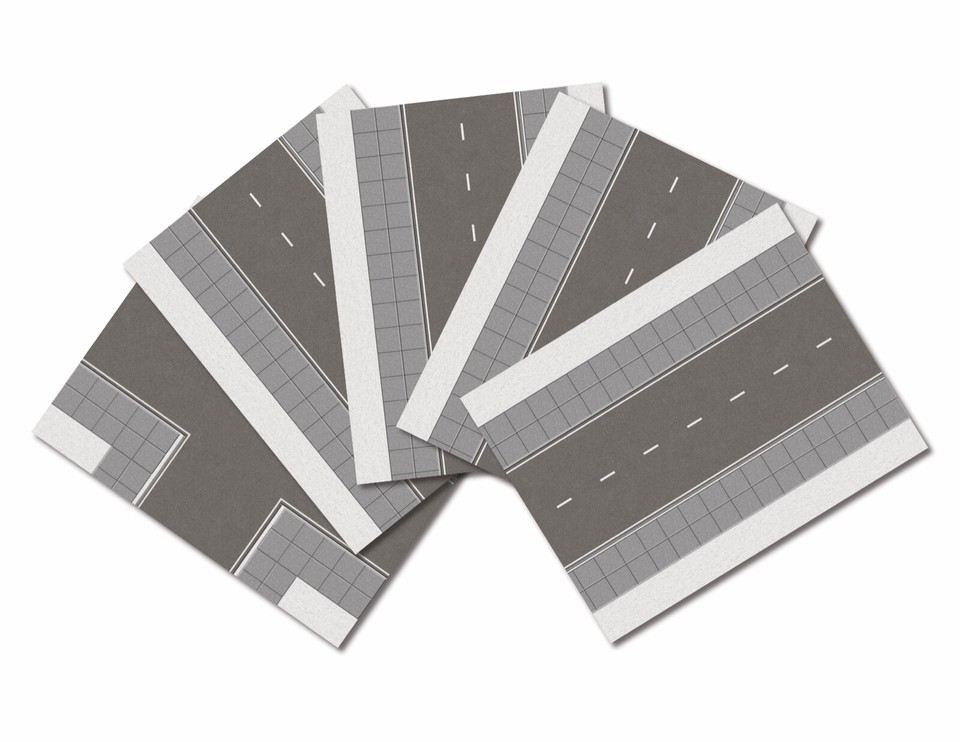 HO Scale Roads Model Train Scenery Sheets Passing Dash White City ...