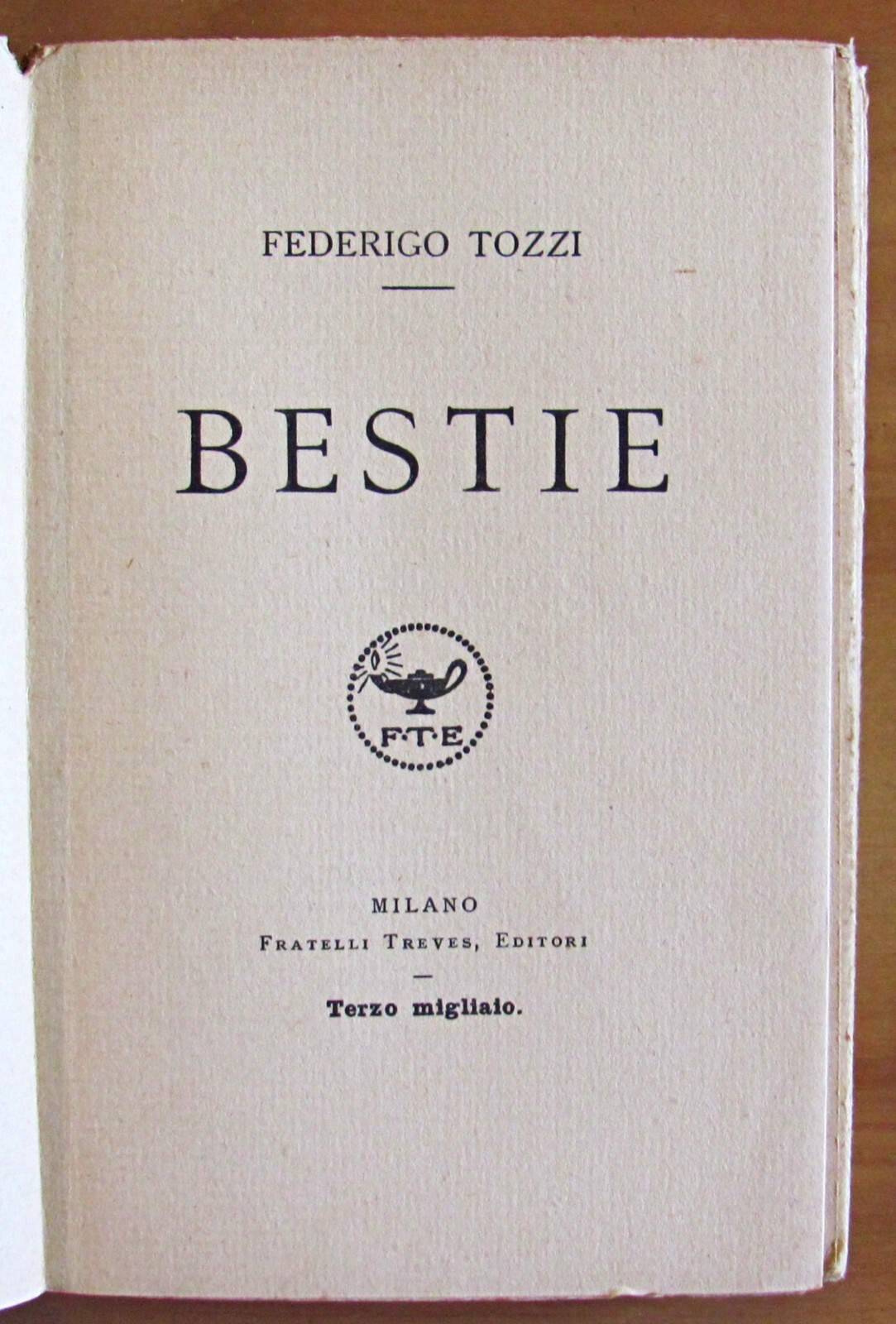 Federigo Tozzi - BESTIE - Ed Fratelli Treves, 1921 - RARO e in ...