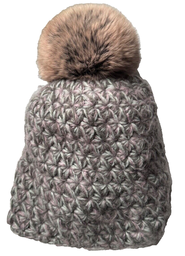 Surell Knit Hat with Rabbit-Fur Pom-pom | eBay