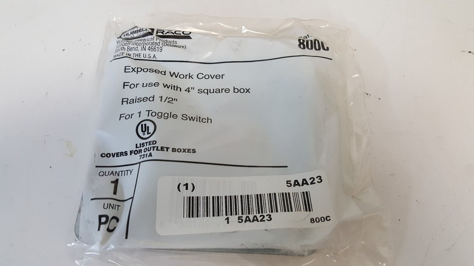 LOT OF (10) NEW IN BOX! HUBBELL RACO 4"X4" TOGGLE SWITCH COVERS 5AA23 ...