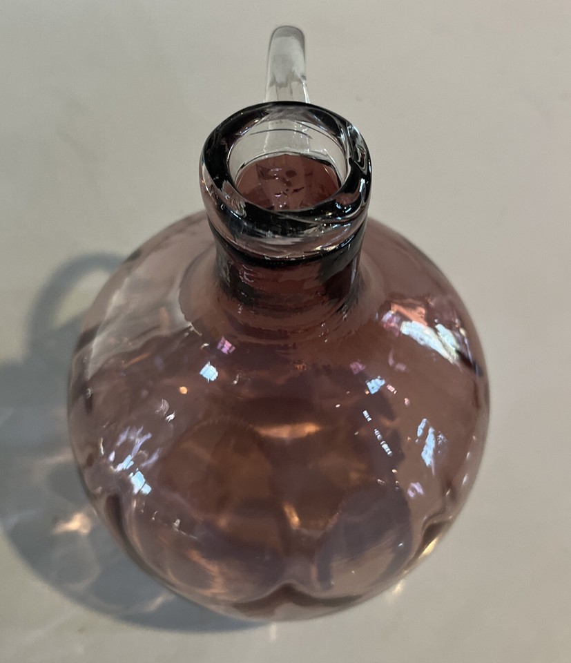 BLOWN GLASS LAVENDER CASED JUG WITH COLOR LESS HANDLE,CORK STOPPER | eBay