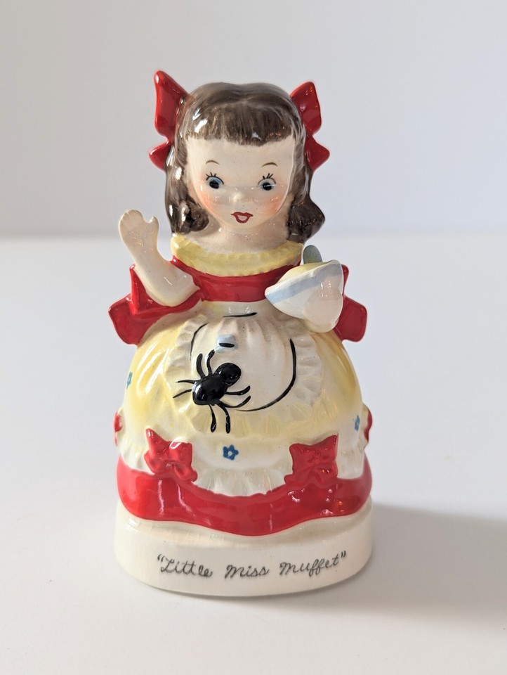 Napco Little Miss Muffet Red Dress Spider Story Book Figurine Kitsch ...