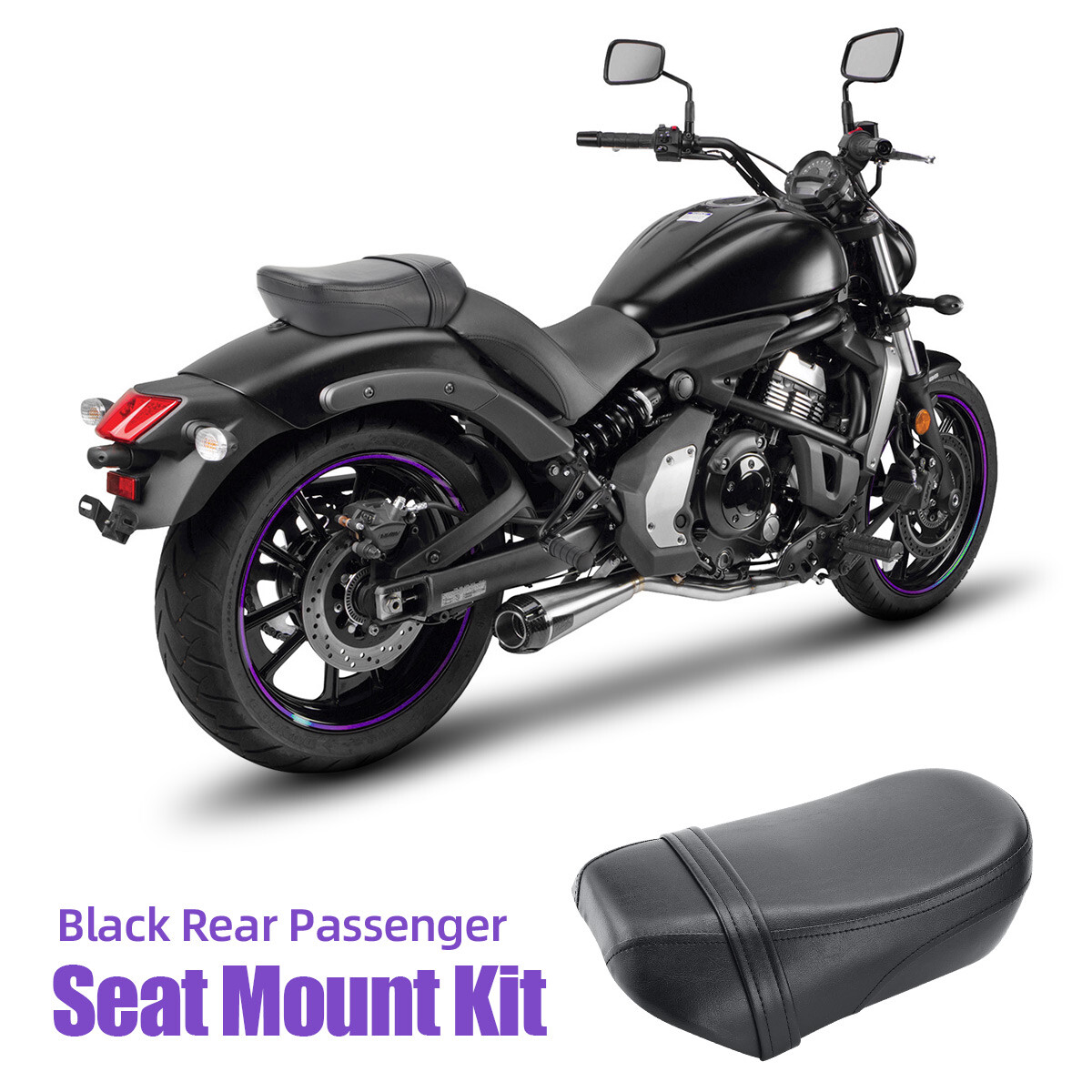 Black Rear Passenger Pillion Seat For Kawasaki Vulcan S 650 VN650 2015 ...