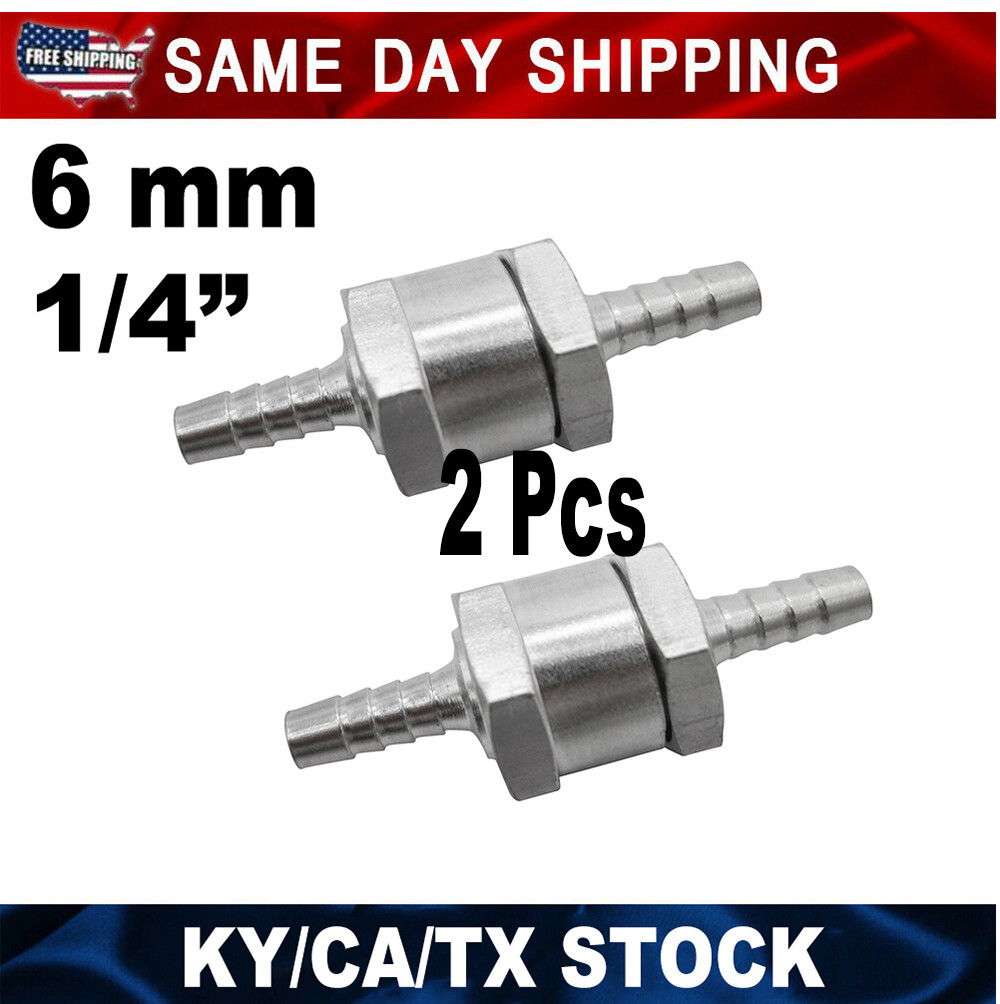 2X 6mm 1/4" Aluminium Fuel Line One Way Non Return Check Valve Petrol ...