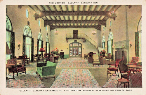 WY Yellowstone Wyoming-Gallatin Gateway Inn Lounge-Vintage 1930 ...