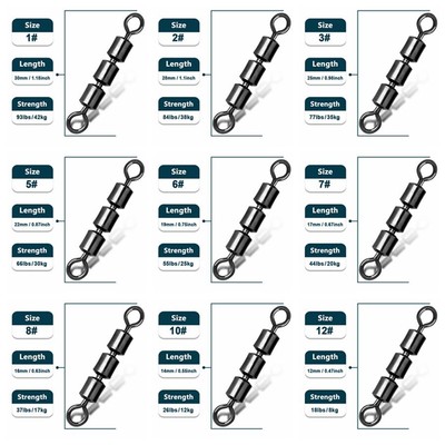 50-100PCS High Speed 3 Roller Swivels 3 Bead Rolling Chain Swivel Size ...