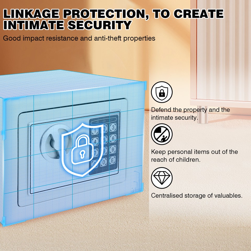 4.6L SOLID STEEL SAFE HEAVY DUTY FIREPROOF HOME OFFICE MONEY CASH ...