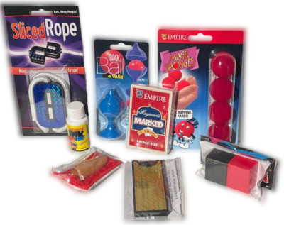 BEGINNER STARTER MAGIC KIT 8 Trick Set Thump Tip Silk Sponge Ball Vase ...