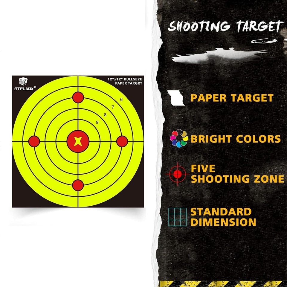 Bullseye Paper Shooting Target for The Range, 12x12 Inch High ...