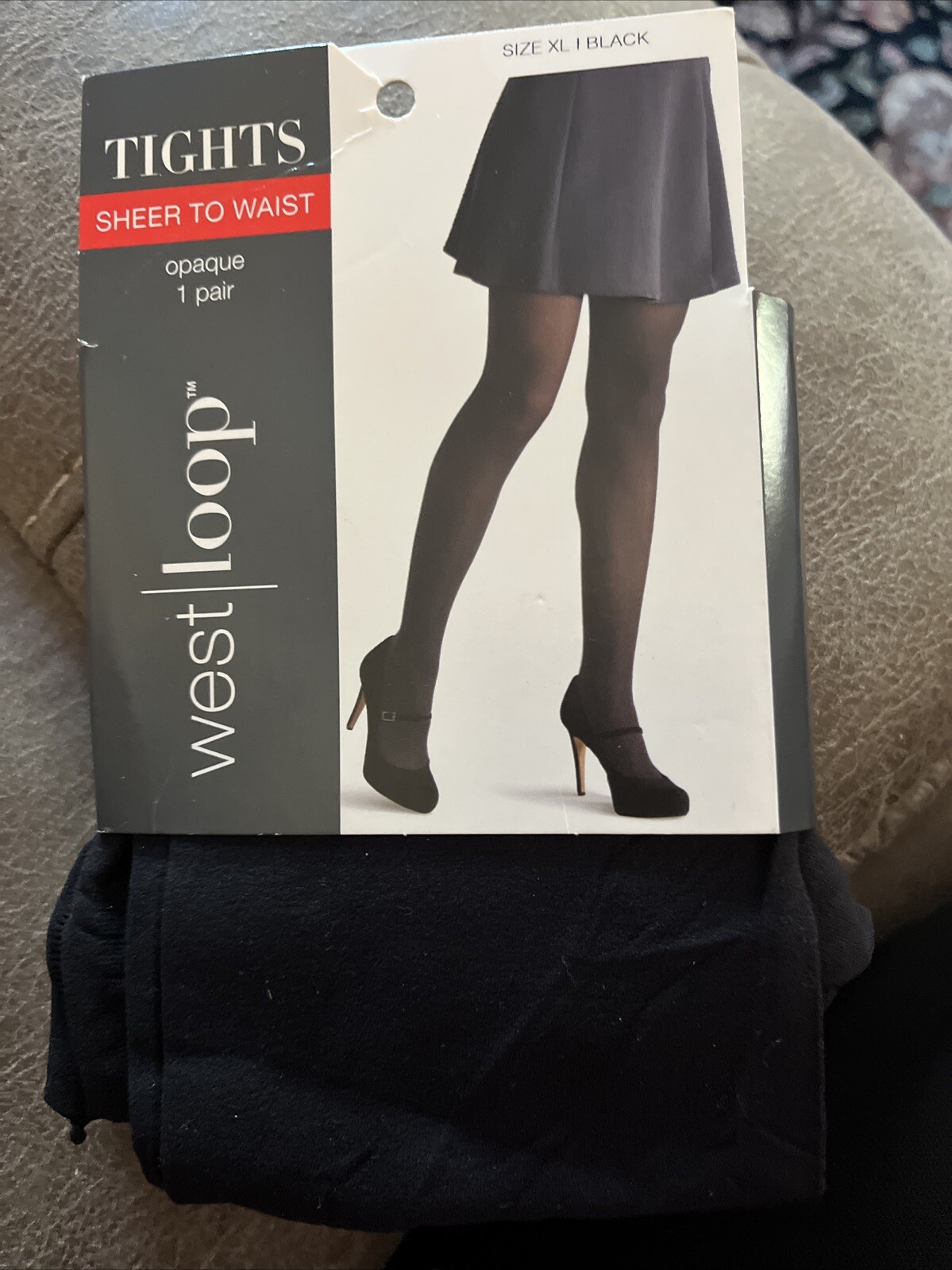 New pack- West Loop - opaque tights sheer to waist 1 pair XL black | eBay