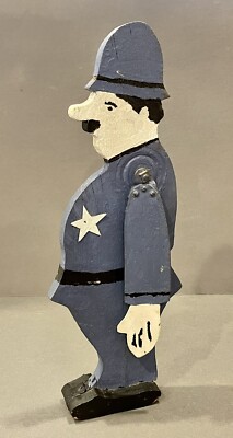 Vintage Primitive Folk Art Police Officer, Keystone Cop Painted Wood ...