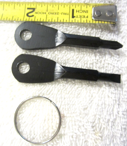 2 lot,new,Screwdriver Key Chain Philips Head,straight Flat tool,black ...