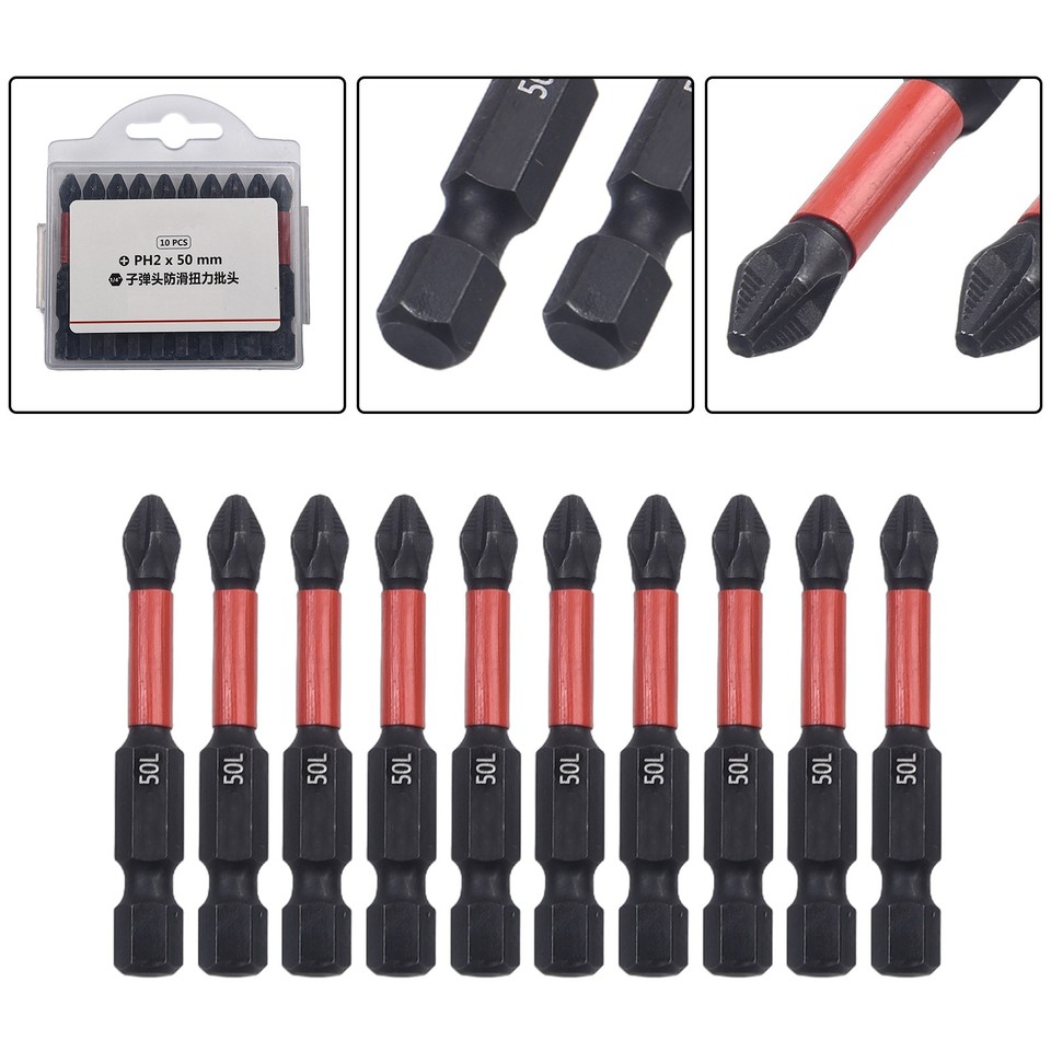 PH2 Magnetic Anti Slip Screwdriver Bit Set 10 Pack for Tight Grip on ...