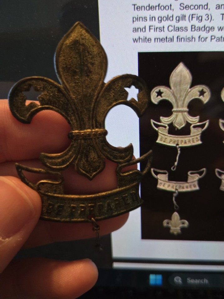 RARE The Very First First Class Rank Pin, Spring of 1910 Large Badge ...