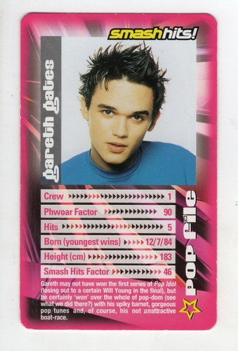 Top Trumps Smash Hits Pop Stars 2003 Gareth Gates Pop Idol | eBay