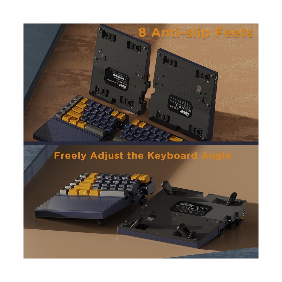 RK ROYAL KLUDGE RKS70 Wireless Gaming Keyboard, Split Bluetooth/2.4G ...