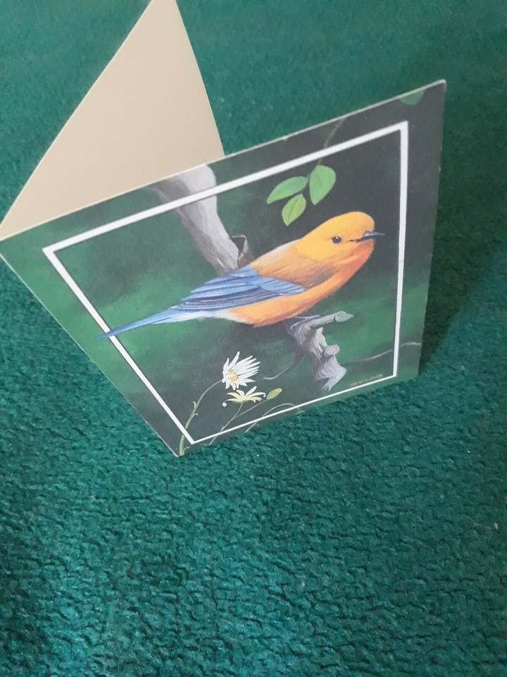 Michael Hegedus Half Fold Blank Card Unused Yellow Breast Bird 1996 | eBay