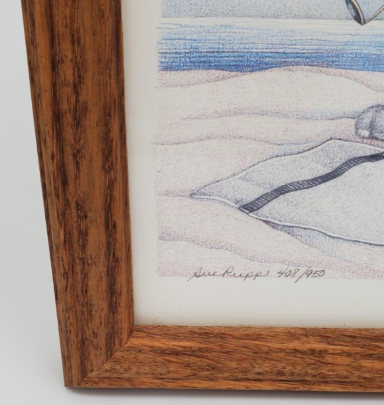 Sue Rupp Print Pencil Drawing 'Bikini Hare Line' 1998 Wood Frame Signed ...