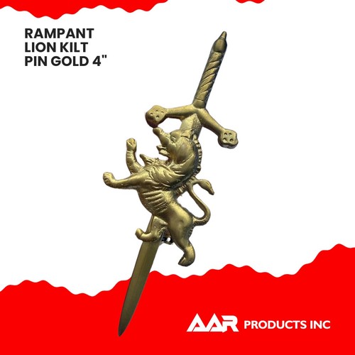 Scottish Kilts Pin Rampant Lion Kilt Pins Antique Chrome Gold Plated 4 ...