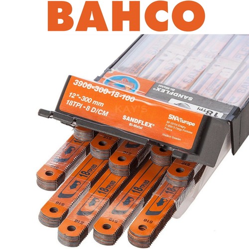 BAHCO Sandflex Hacksaw Blades 300mm 12" Shatter Proof Bi-Metal 18,24,32 ...