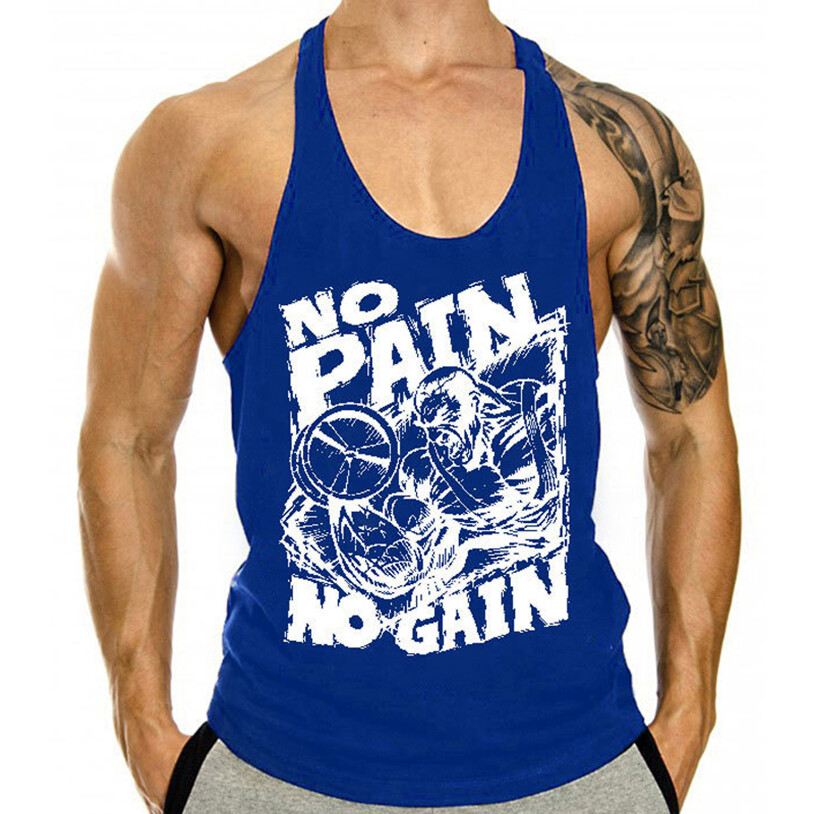 Gym singlets fitness- Men's Tank Top for Workout - Stringer No Pain No ...