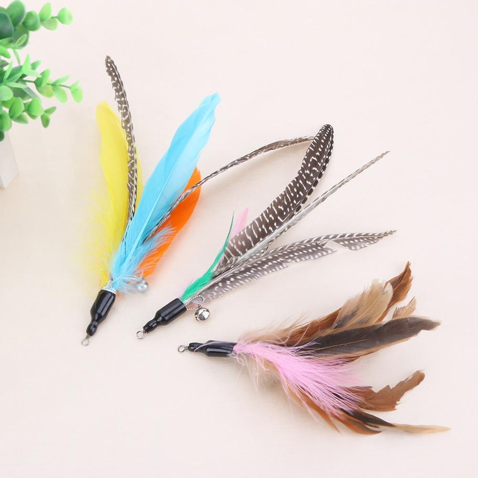 5pcs Cat Wand Colorful Feather Cat Toys Stick Exquisite Novelty Pet Cat ...
