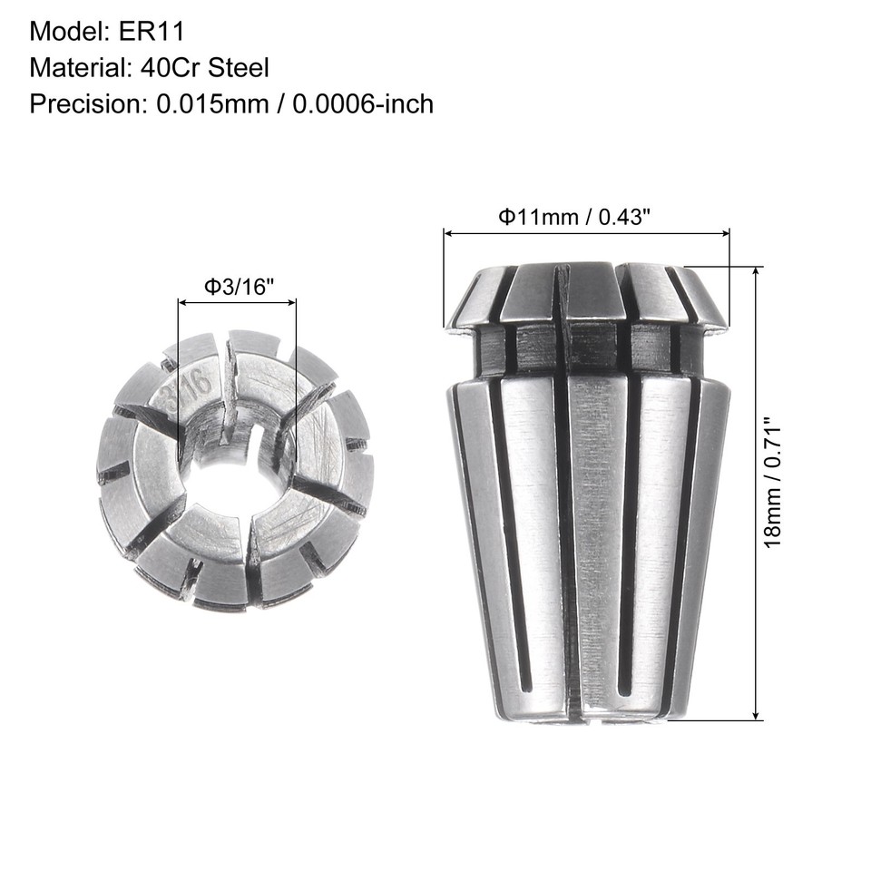 ER11 Spring Collet, 3/16" Chuck for CNC Engraving Machine Lathe Milling ...