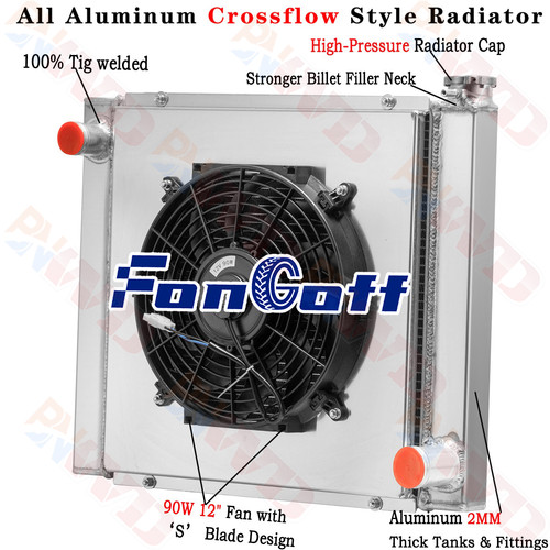 Overall Size 22'' x 19'' 3Row Radiator Shroud Fan For Chevy GM SBC BBC ...