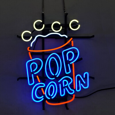 Pop Corn Neon Sign Light 24"x20" Cinema Wall Hanging Advertising Sign ...