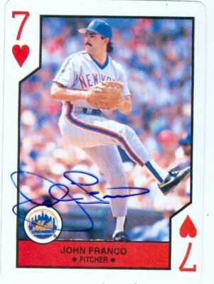 John Franco autographed baseball card (Mets) 1990 US Playing Cards #7 ...