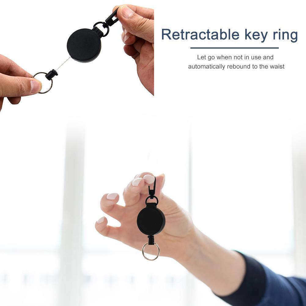 Resilience Steel Wire Elastic Keychain Recoil Retractable Key Ring ...