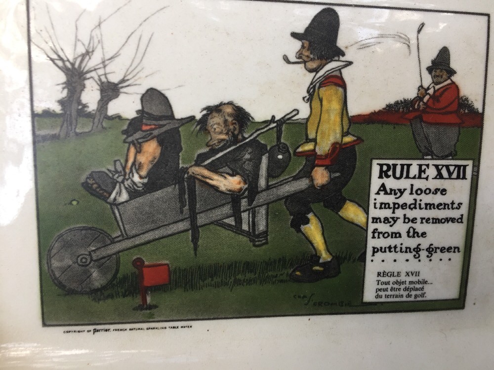 Vintage DELANO STUDIOS Dish Tray Tee Rules of GOLF XVII Chas Crombie ...