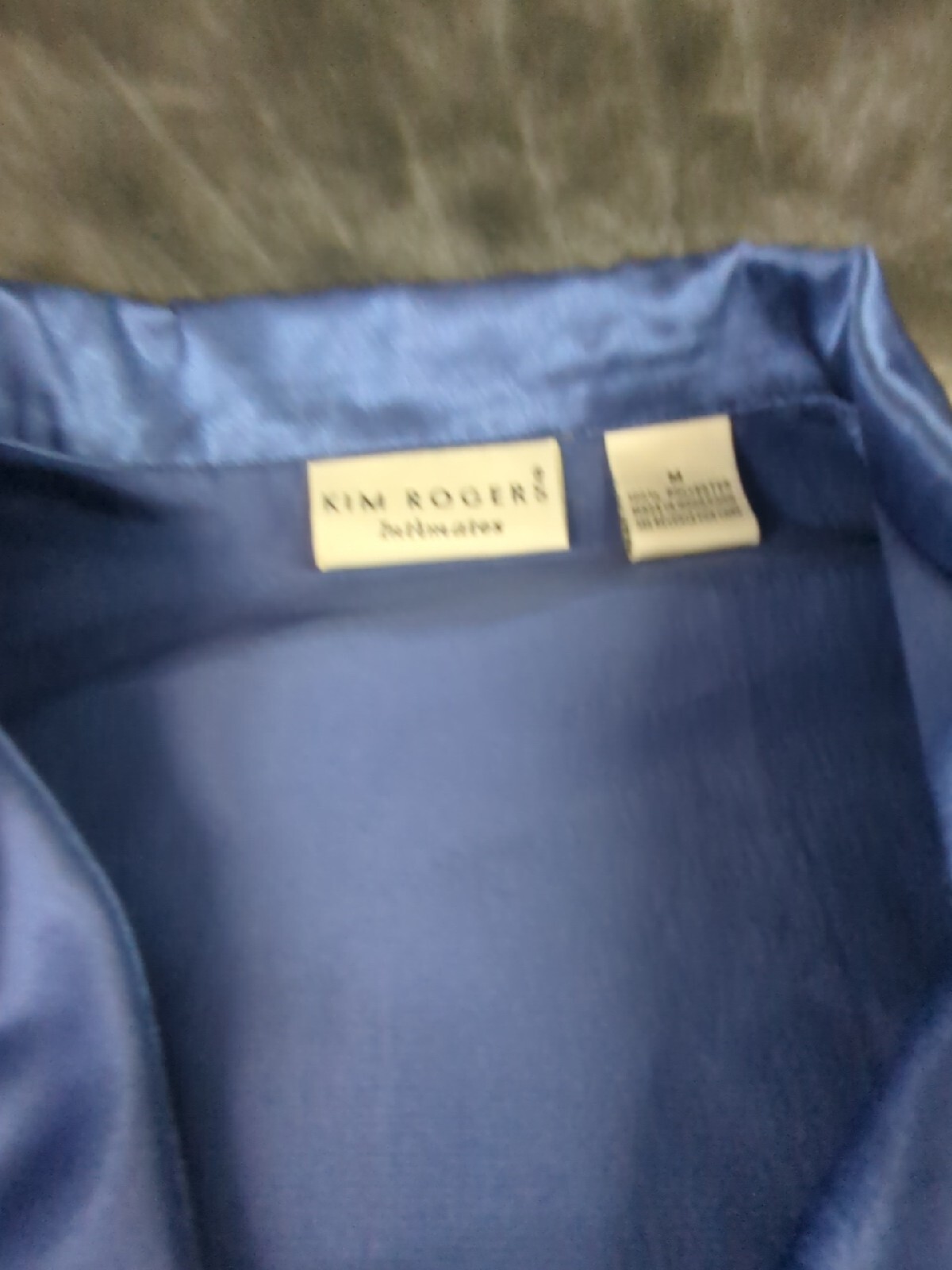 Vintage Kim Rogers Intimates Blue Satin Silky Shirt D… - Gem